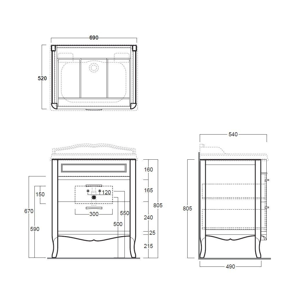 SIMAS Arcade ARM1 - Тумба для раковины AR834 (белый | хром), в магазине сантехники SANTEHMAG.RU