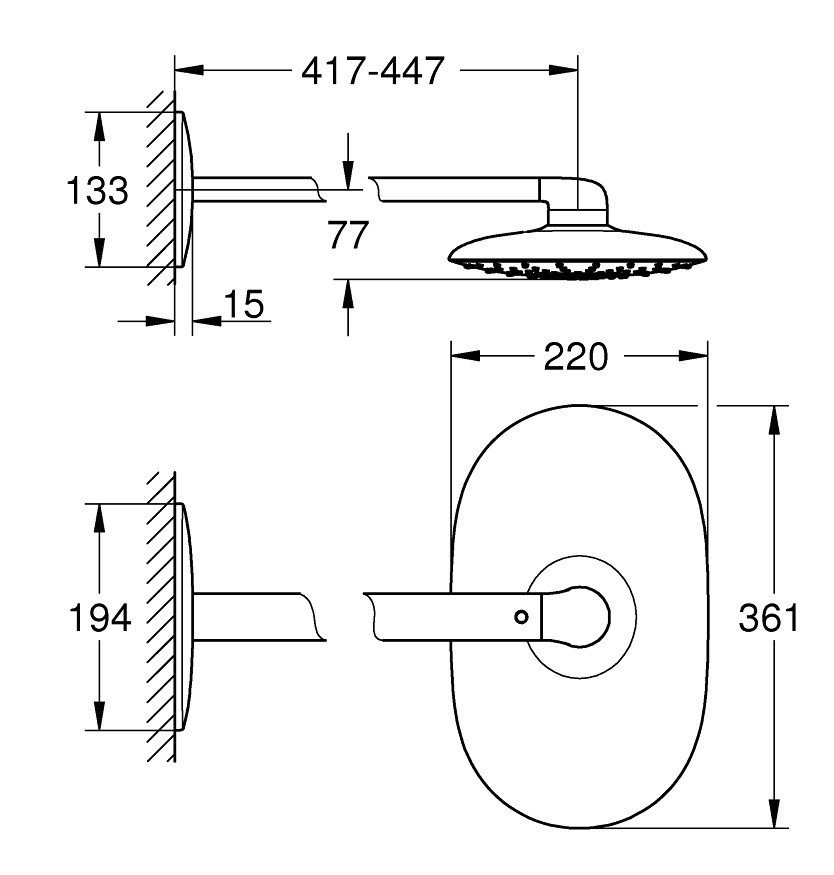 Grohe Rainshower 360 Mono 26450000 Верхний душ с кронштейном (хром ...