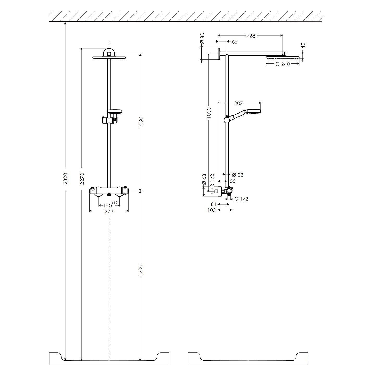 Hansgrohe Raindance 27160000 - Душевая система Showerpipe 240 Air 1jet ...