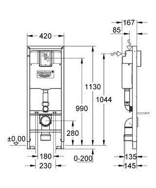 Инсталляция Rapid SL для подвесного унитаза 38675 001 GROHE, в магазине ...