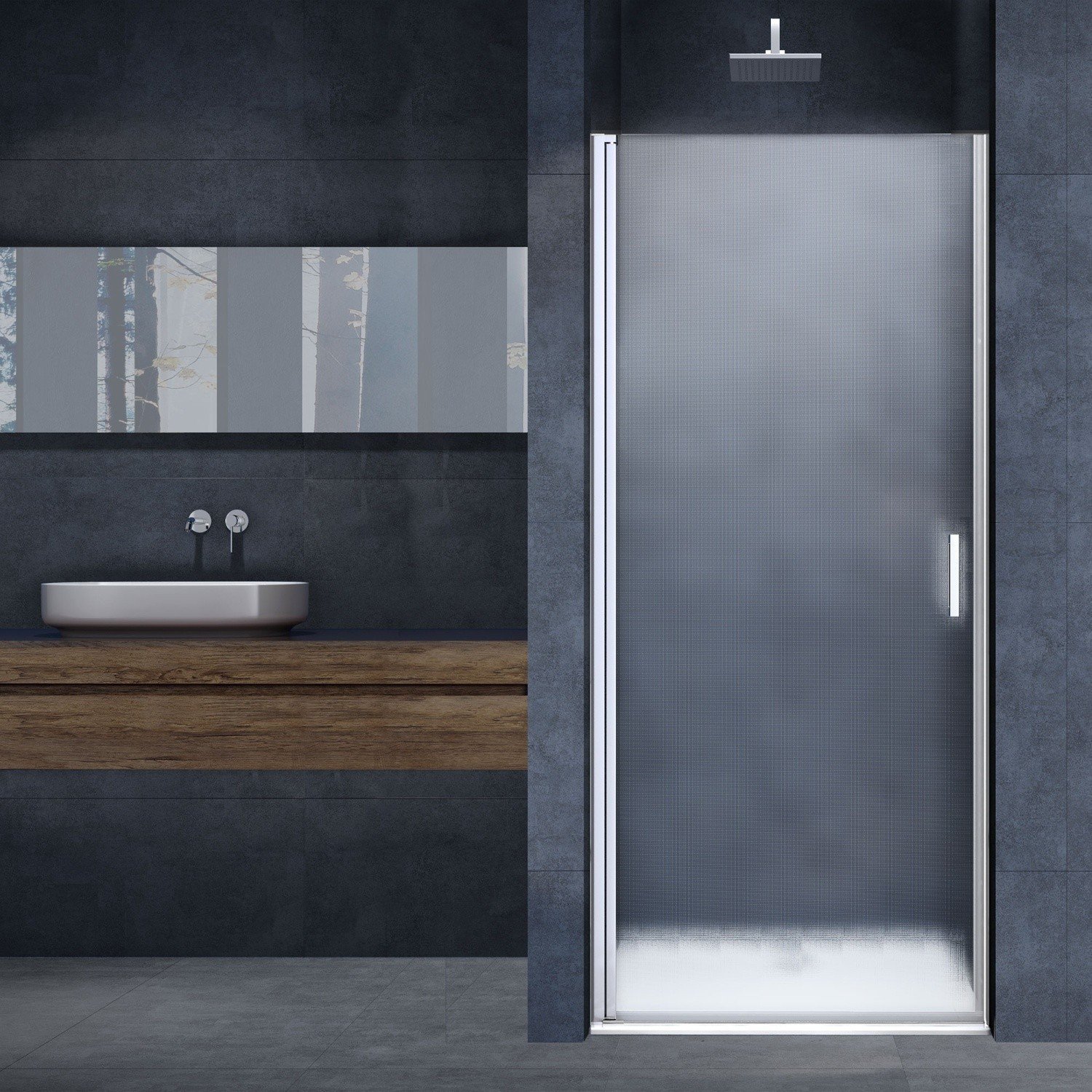 Vincea Alpha VDP-3AL650MT Душевая дверь 650*1950 мм (профиль хром | витраж текстурное стекло ...