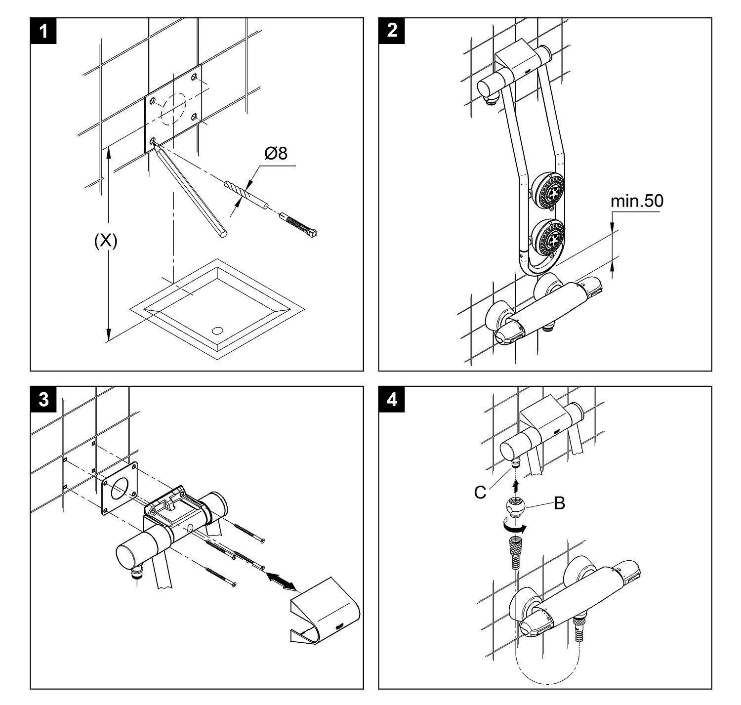GROHE Freehander 27004000 Душевая система для настенного монтажа (хром ...