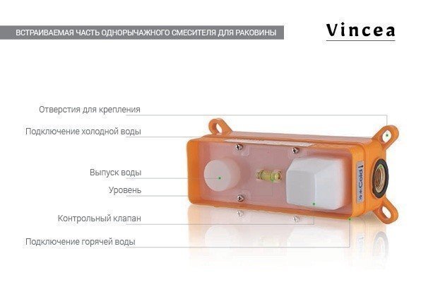 Vincea Desire VBFW-1D1CH Настенный смеситель для раковины (хром), купить в магазине сантехники ...