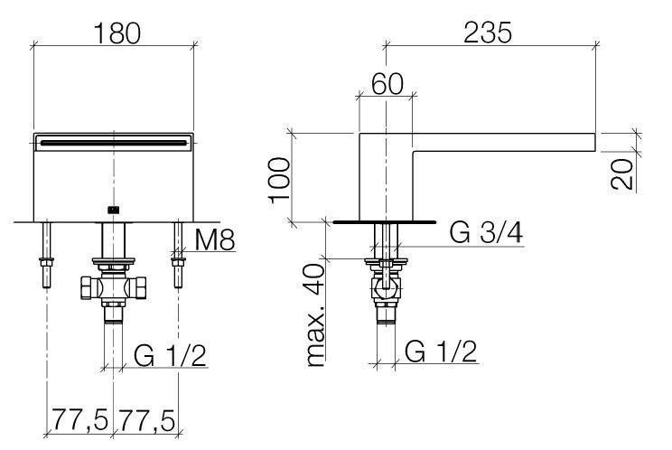 Dornbracht Deque 13 630 740 Каскадный излив для ванны (хром), в ...