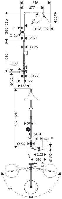 Hansgrohe Axor Showerpipe Front 26020000 Душевая система с термостатом ...