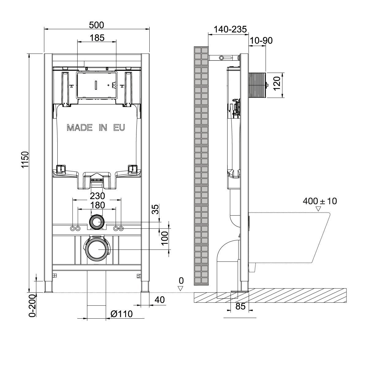 Lemark PENEDA 9880110 Система инсталляции для подвесного унитаза | в комплекте с клавишей смыва ...