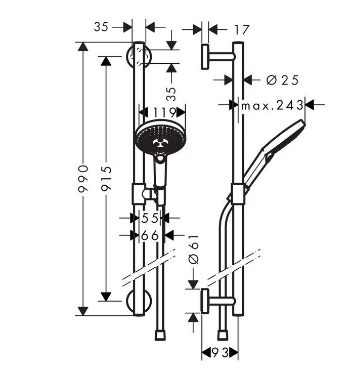 Душевой набор 26323400 Hansgrohe Raindance Select S (белый, хром), в ...