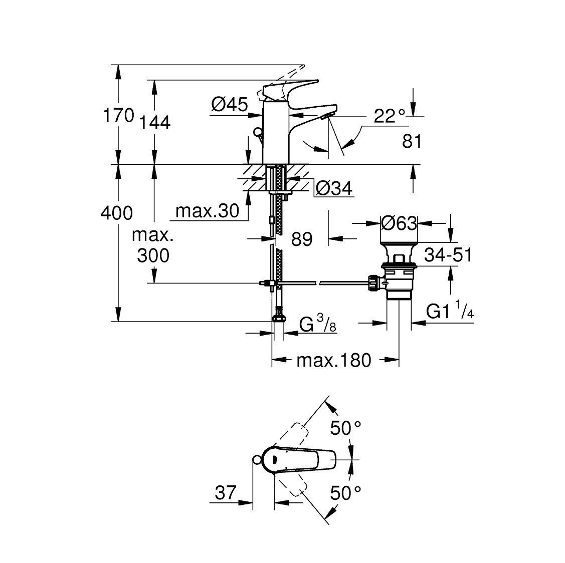Смеситель для раковины 23751000 Grohe BauFlow (хром), купить в магазине ...