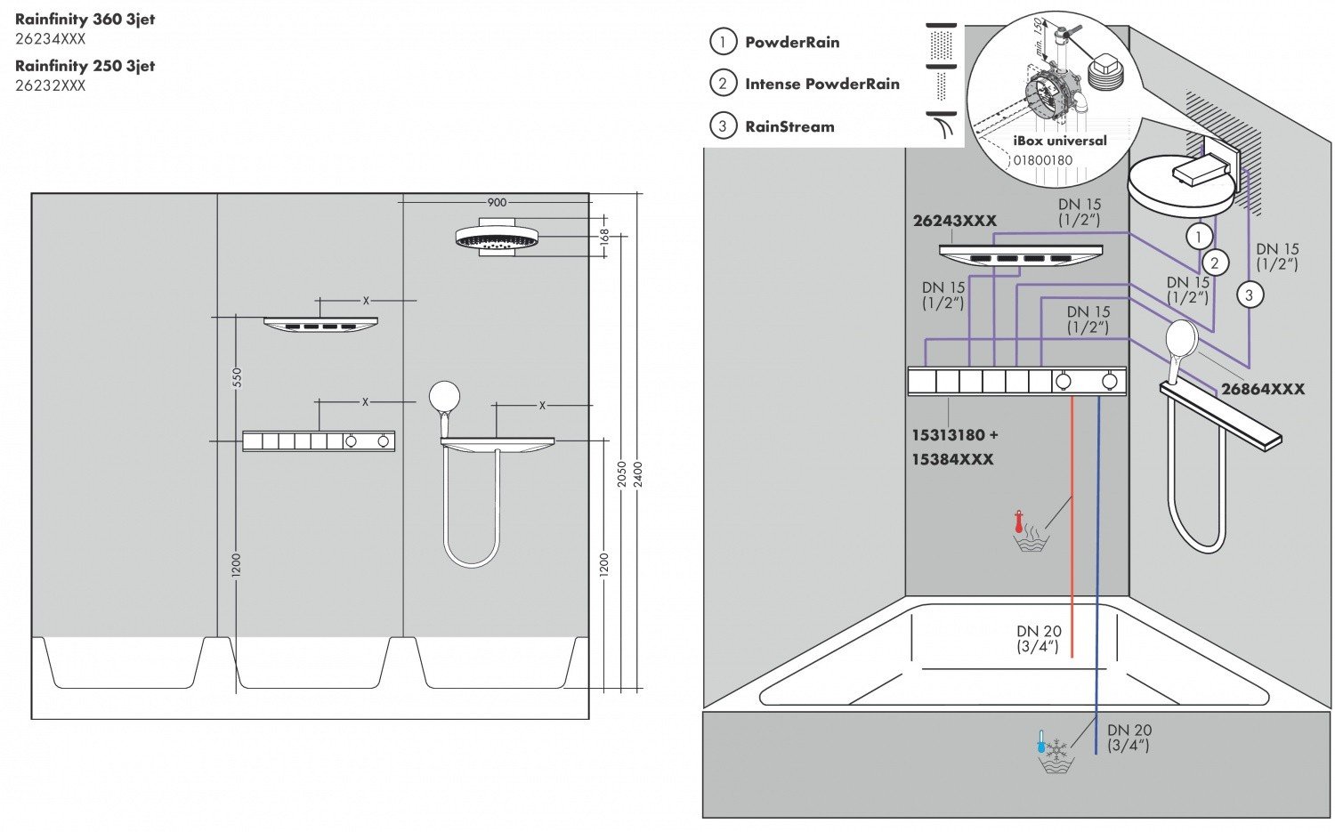Hansgrohe Rainfinity EcoSmart 26233000 Верхний душ Ø 250 мм, в магазине ...
