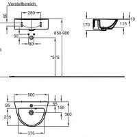 KERAMAG Flow 276950 Раковина подвесная на 50 см, в магазине сантехники ...