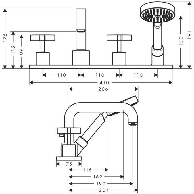 Hansgrohe Axor Citterio 39452000 Смеситель для ванны (хром), в магазине ...