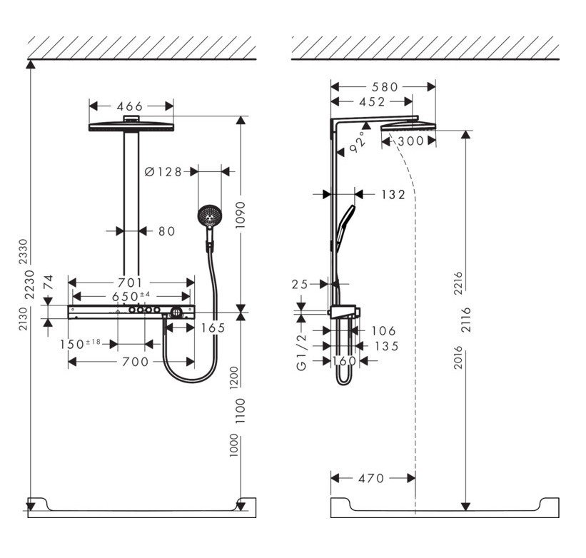 Душевая система с термостатом 27029400 Hansgrohe Rainmaker Select ...