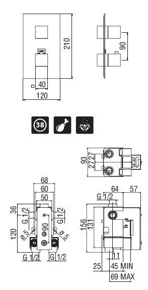 NOBILI Tower TW00102CR_WE00102 Термостат для душа (хром), в магазине ...