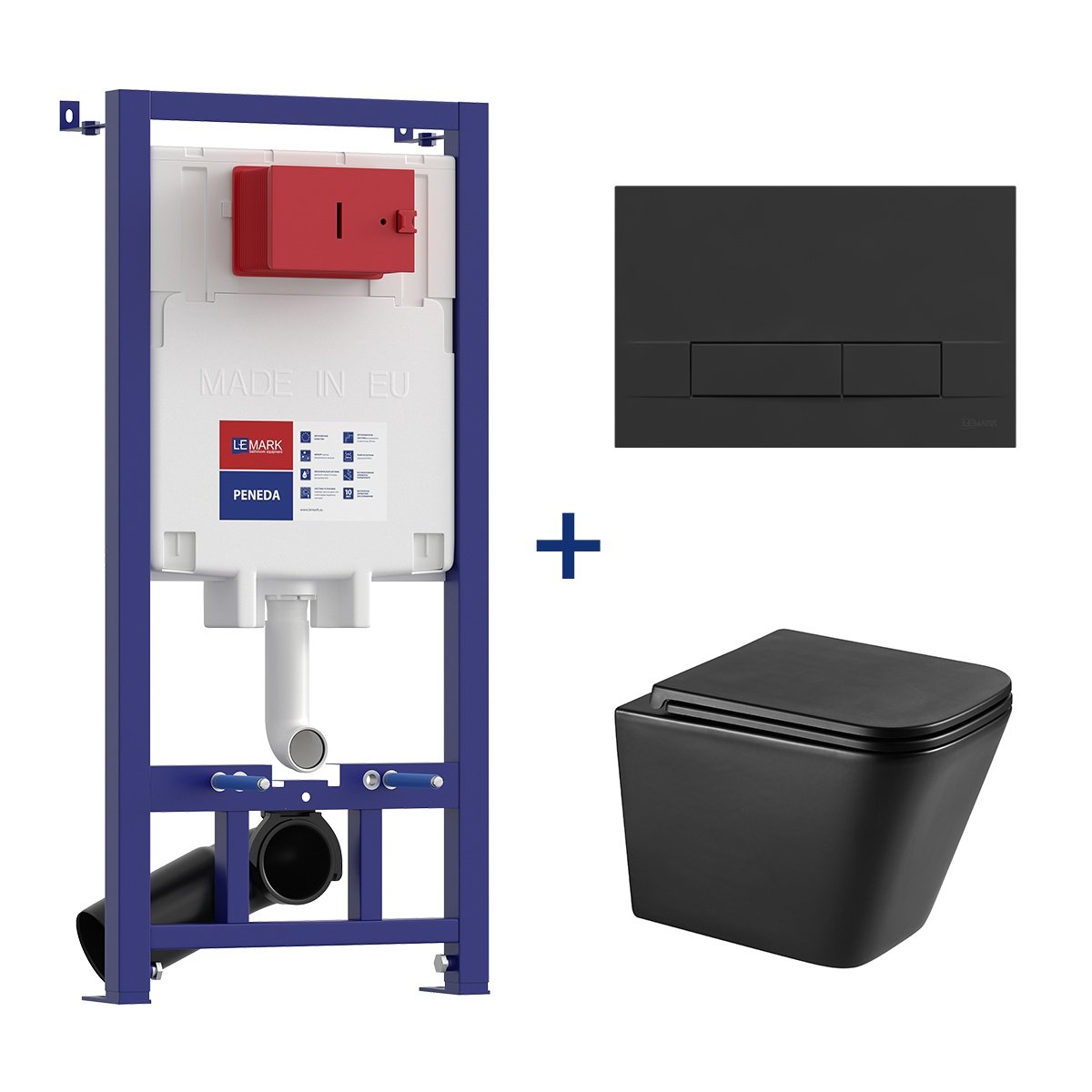 Lemark PENEDA 100802234 Система инсталляции в комплекте с подвесным унитазом (чёрный матовый ...