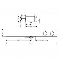 Термостатический смеситель для ванны 13108000 Hansgrohe ShowerTablet ...