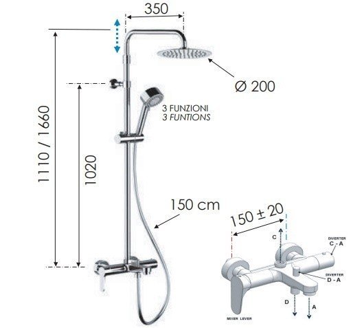 REMER Winner W34AUFM20 Душевая система - комплект со смесителем с ...