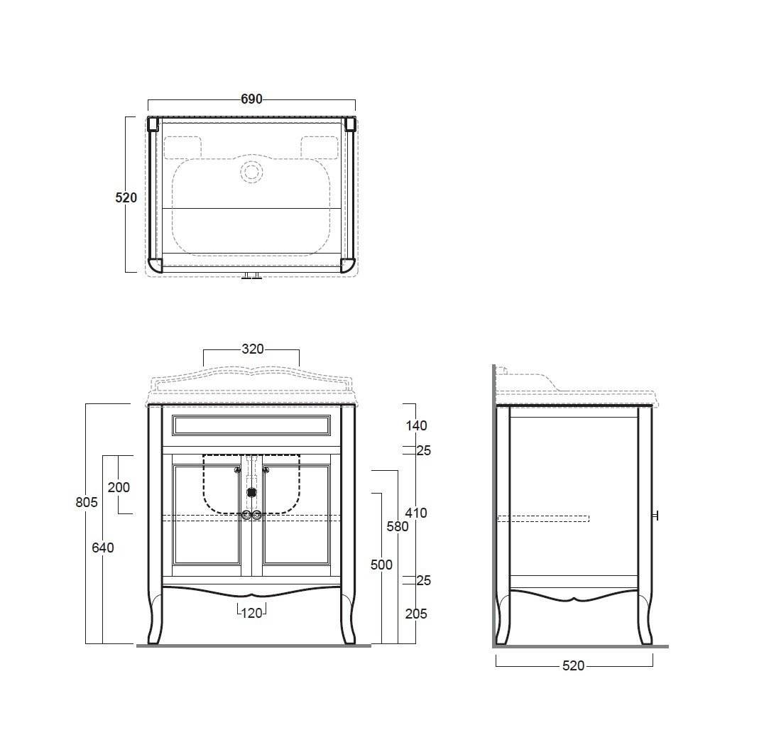 SIMAS Arcade ARMD70 - Тумба для раковины AR834 (цвет - белый) , в интернет-магазине сантехники ...