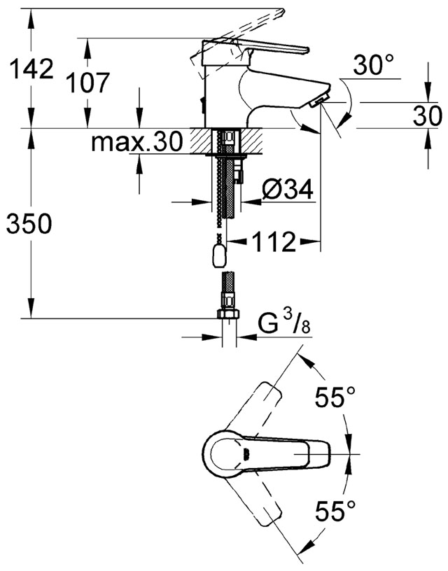 Смеситель для раковины 33557003 GROHE Eurostyle New, купить в магазине ...