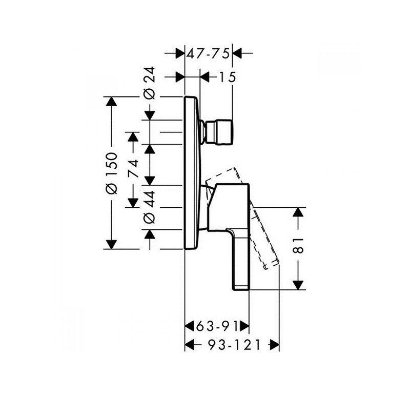 HANSGROHE Metris S 31465000 - Смеситель для ванны | душа (хром), в ...