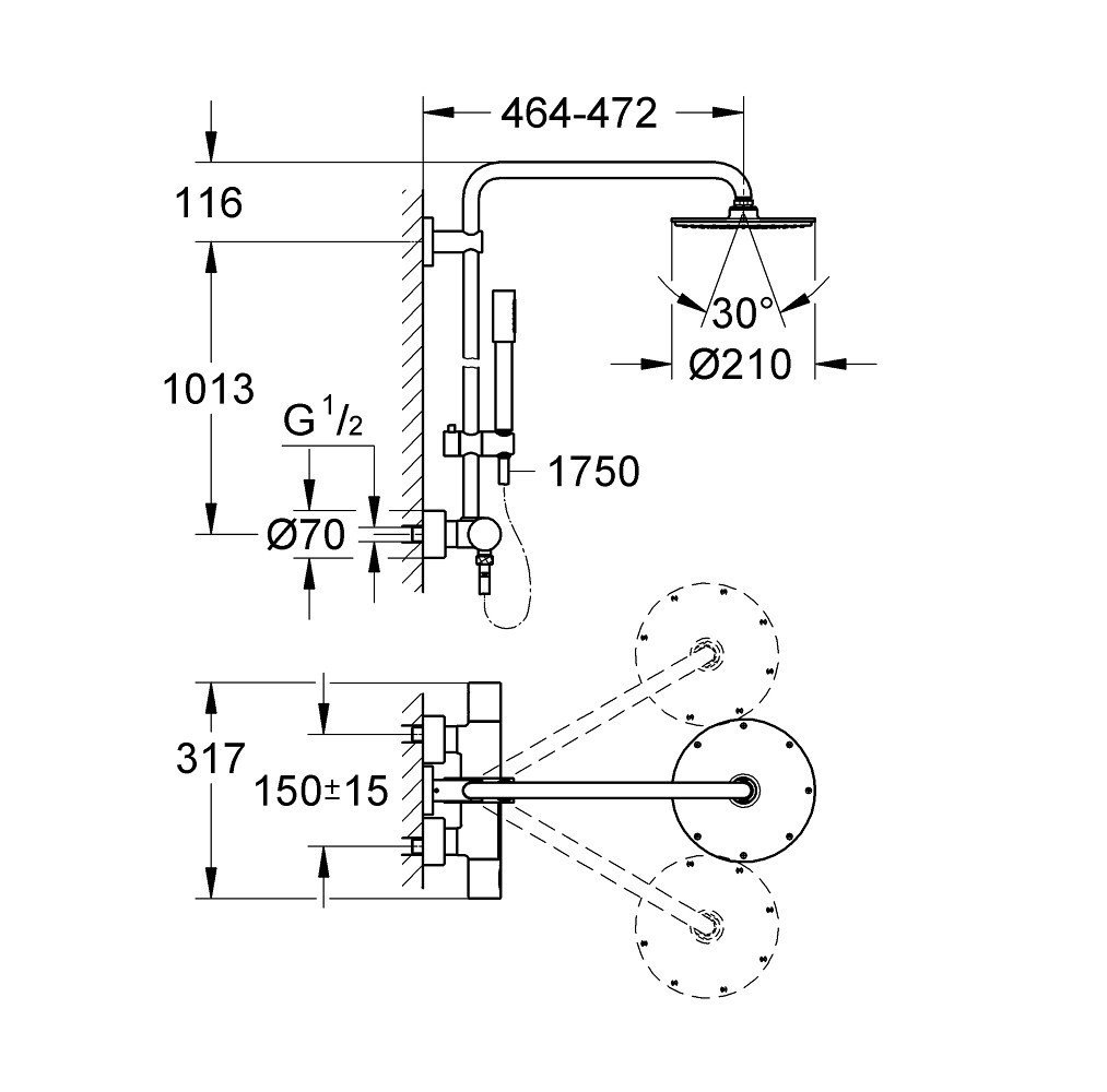 GROHE Rainshower 27032000 Душевая система с термостатом (хром), в ...