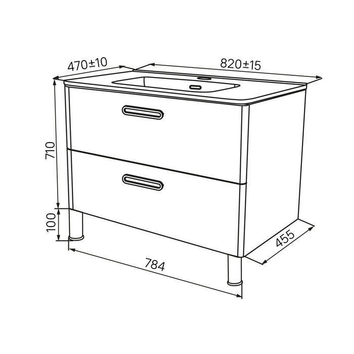 IDDIS Brick BRI80WFi95K Тумба с раковиной напольная 820*470 мм (белый ...