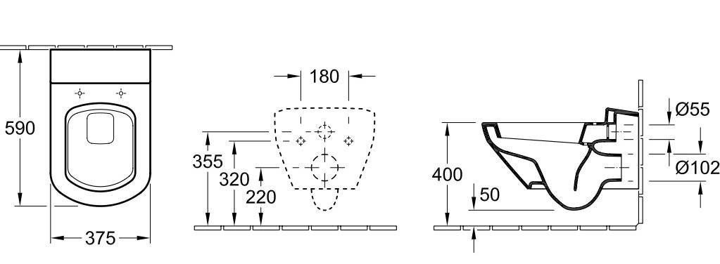 Подвесной унитаз Villeroy Boch Sentique 56221001, в магазине сантехники ...