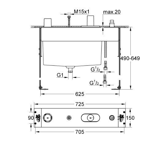 grohe 34086 000 механизм (блок) смесителя на 4 отверстия, в магазине ...