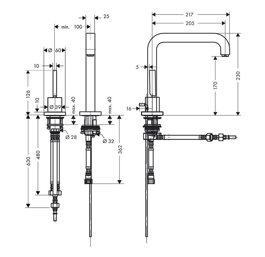 Смеситель для раковины 39132000 Axor Citterio, в магазине сантехники ...