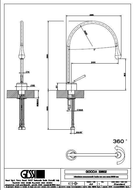Gessi Goccia 33602 031 Смеситель для раковины (хром), в интернет ...