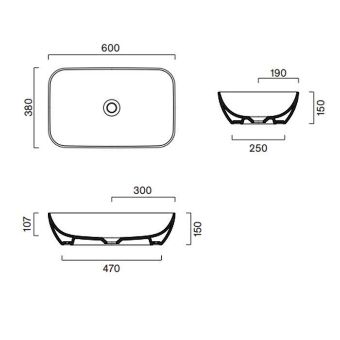 Catalano Green 0422610030 Раковина накладная 600*380 мм (Lino Satinato ...