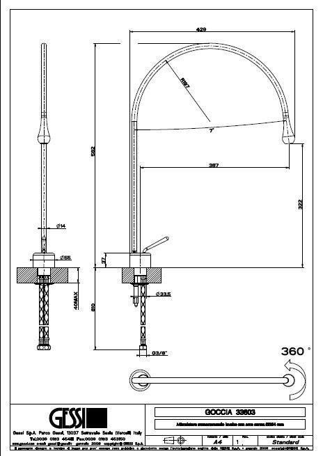 Gessi Goccia 33603 031 Смеситель для раковины (хром), в магазине ...