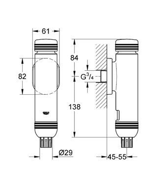 Смывное устройство для унитаза Grohe Rondo 37147 IKO, в магазине ...