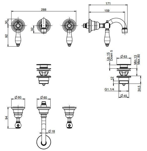 FIMA Carlo Frattini Herend F5401/5CR Смеситель для раковины, в магазине ...