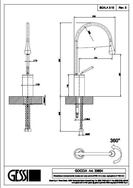 Gessi Goccia 33604 031 Смеситель для раковины (хром), в магазине ...