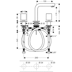 Hansgrohe Metropol S 14063000 смеситель для раковины на три отверстия ...