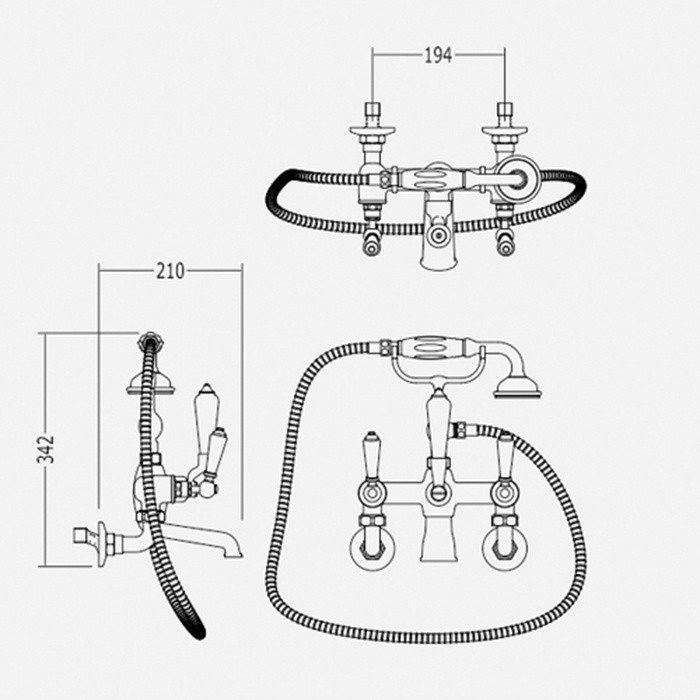 Devon&Devon Dandy MARF40MCR Смеситель для ванны настенный (хром), в магазине сантехники Сантехмаг.Ру