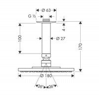 Hansgrohe Raindance 27472000 Верхний душ 180mm в комплекте с потолочным ...