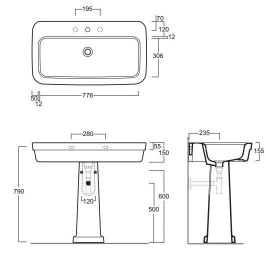 Simas Evolution EVO12bi Раковина 90см, купить в магазине сантехники Сантехмаг.Ру