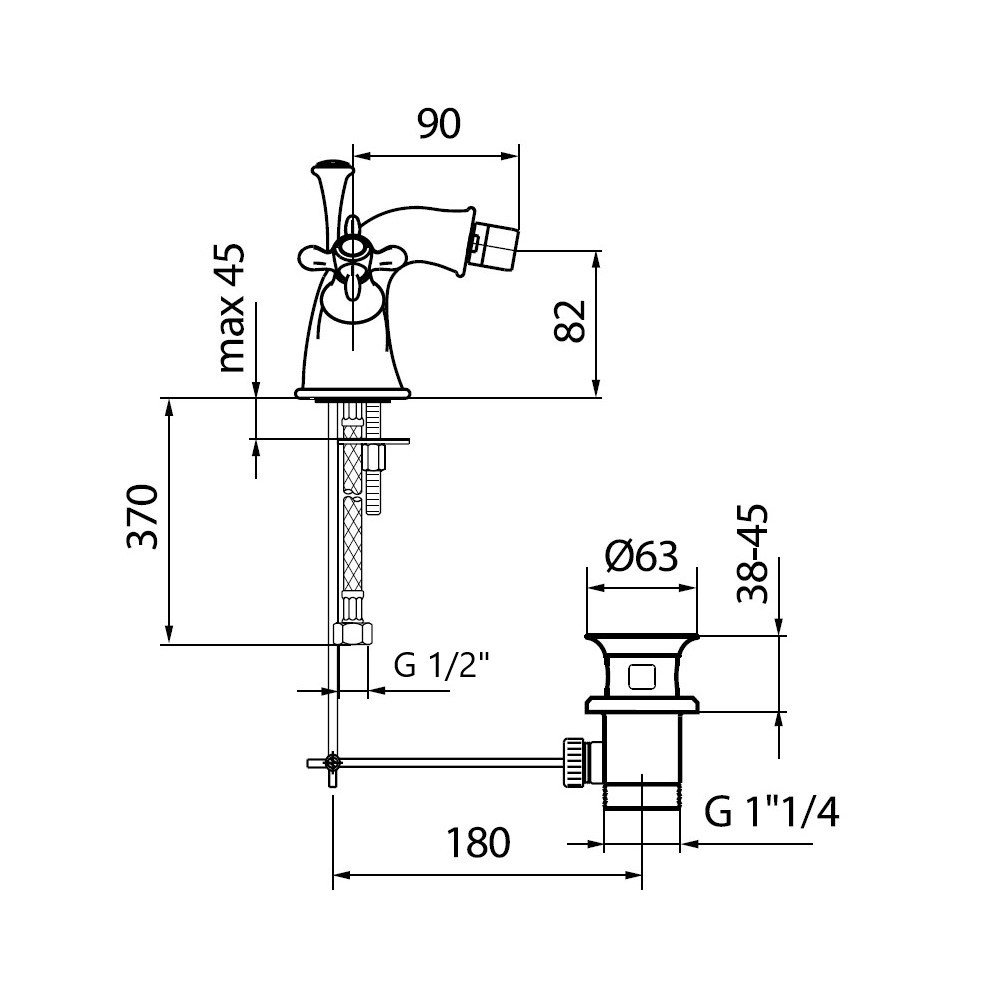 Webert Ottocento OT710102015 Смеситель для биде (хром), купить в магазине сантехники SANTEHMAG.RU