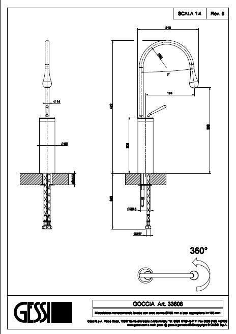 Gessi Goccia 33608 031 Смеситель для раковины (хром), в магазине ...