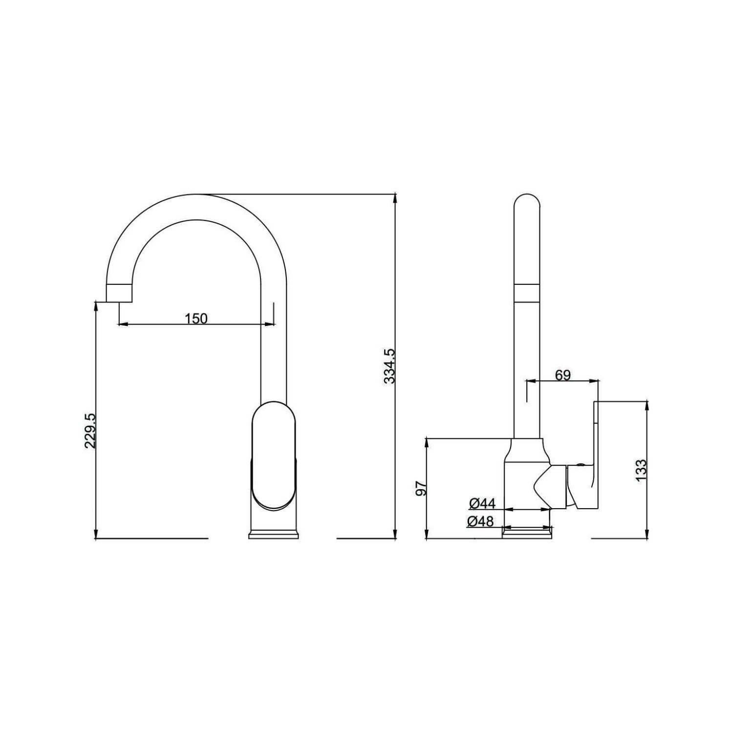 FASHUN A4085 Высокий смеситель для кухни (хром), купить в магазине ...