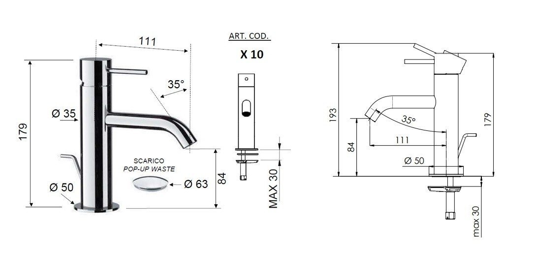 Remer X STYLE X10NP Смеситель для раковины (никель брашированный ...