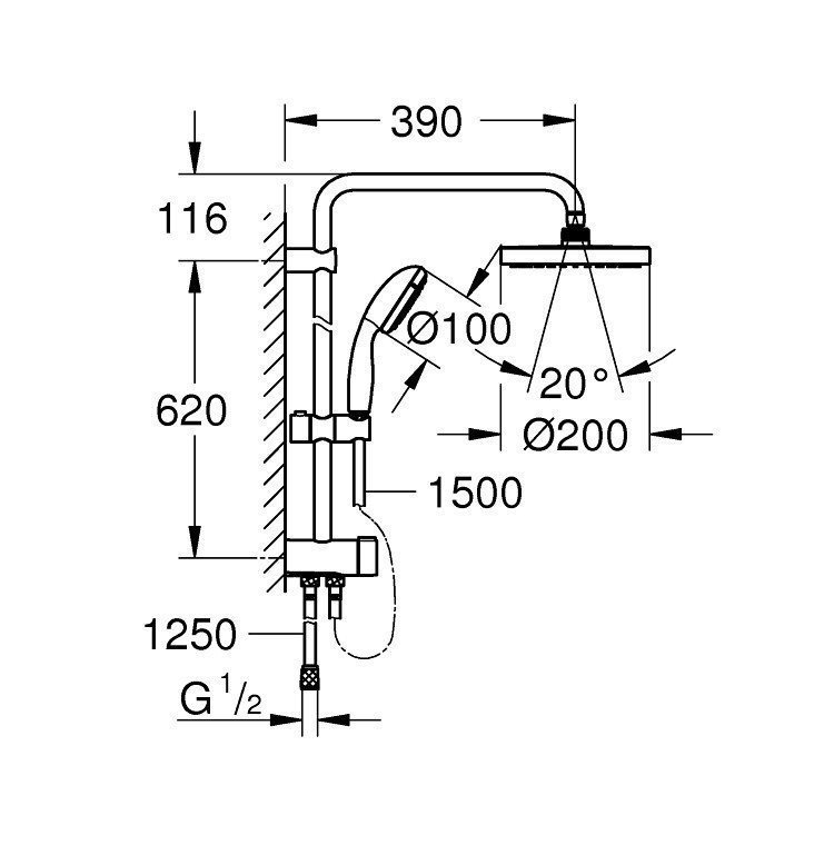 Grohe Tempesta System 200 27389002 Душевая система с переключателем ...