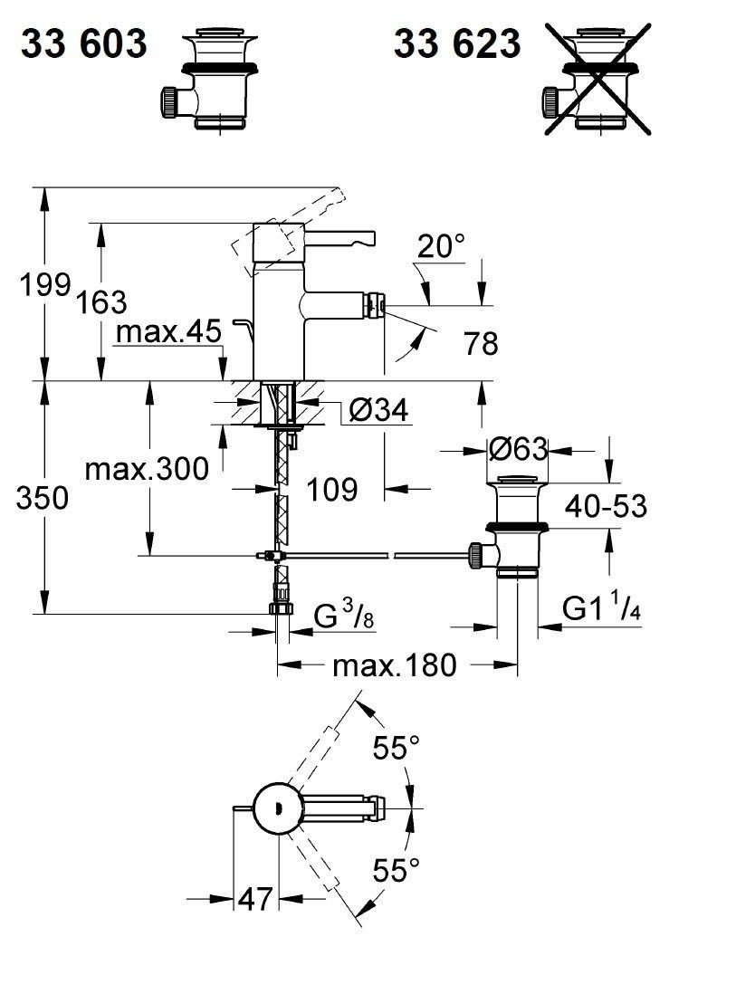 GROHE Essence 33603000 Смеситель для биде, в магазине сантехники ...