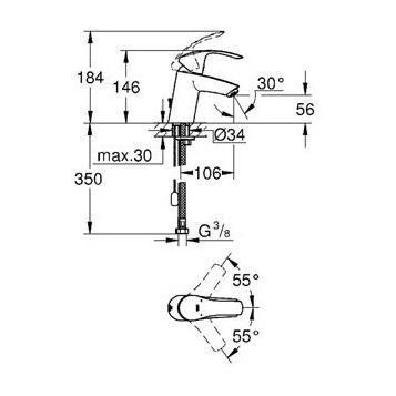 Смеситель для раковины 33188002 GROHE Eurosmart New, купить в магазине ...