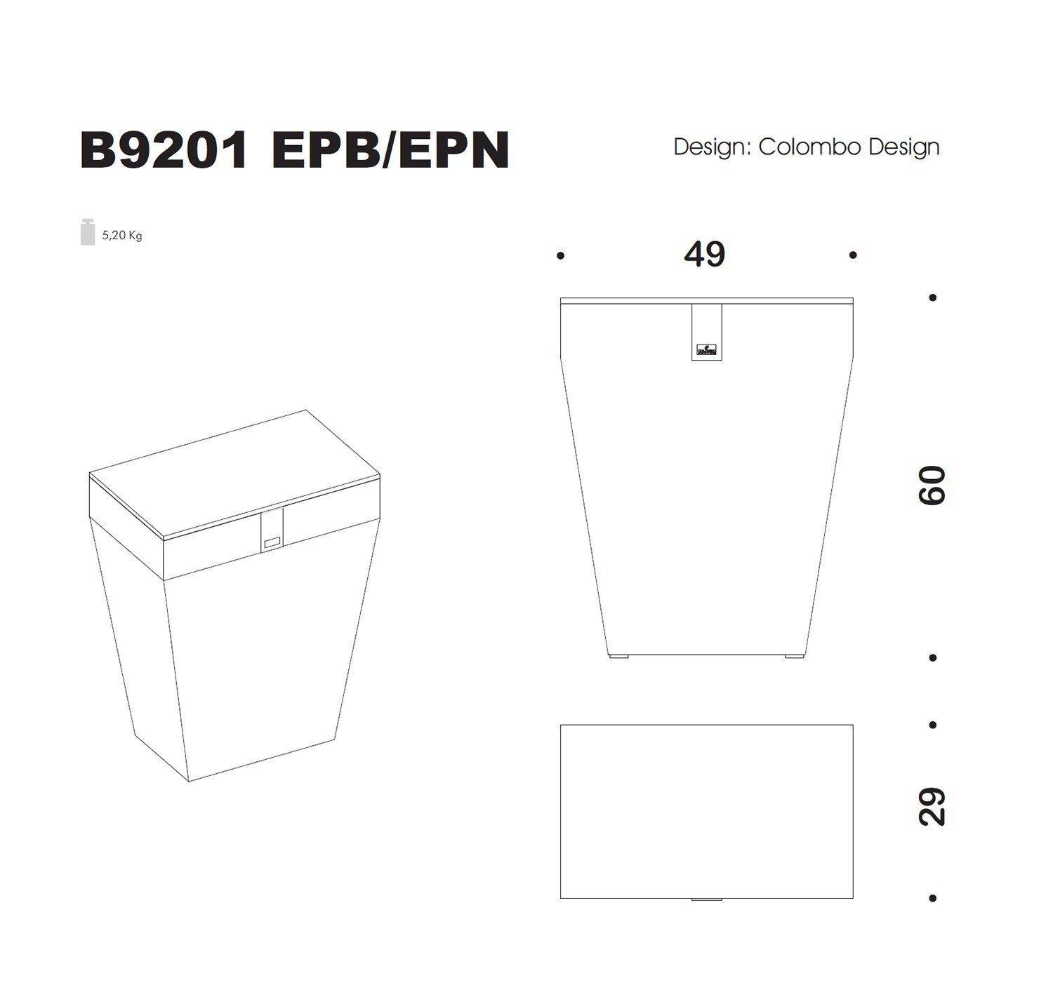 Colombo Design Black&White B9201.EPN Бельевая корзина (чёрный), в ...