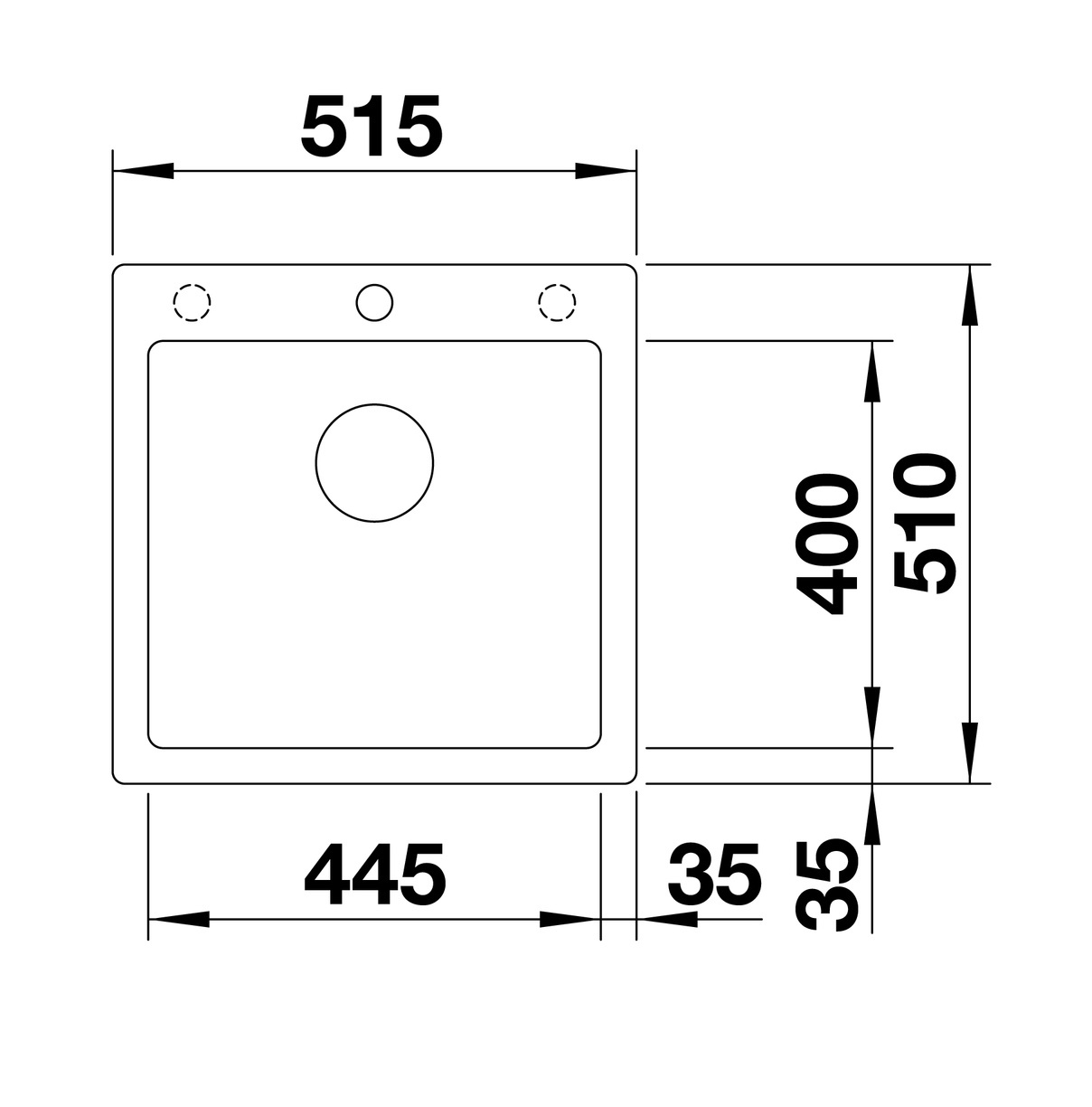 Blanco Pleon 5 525951 Мойка для кухни 51*51 см (черный), в магазине ...