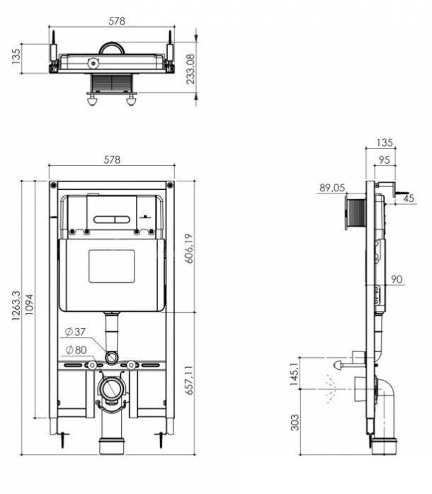 AQUAme AQM42002CR Система инсталляции в комплекте с подвесным унитазом ...