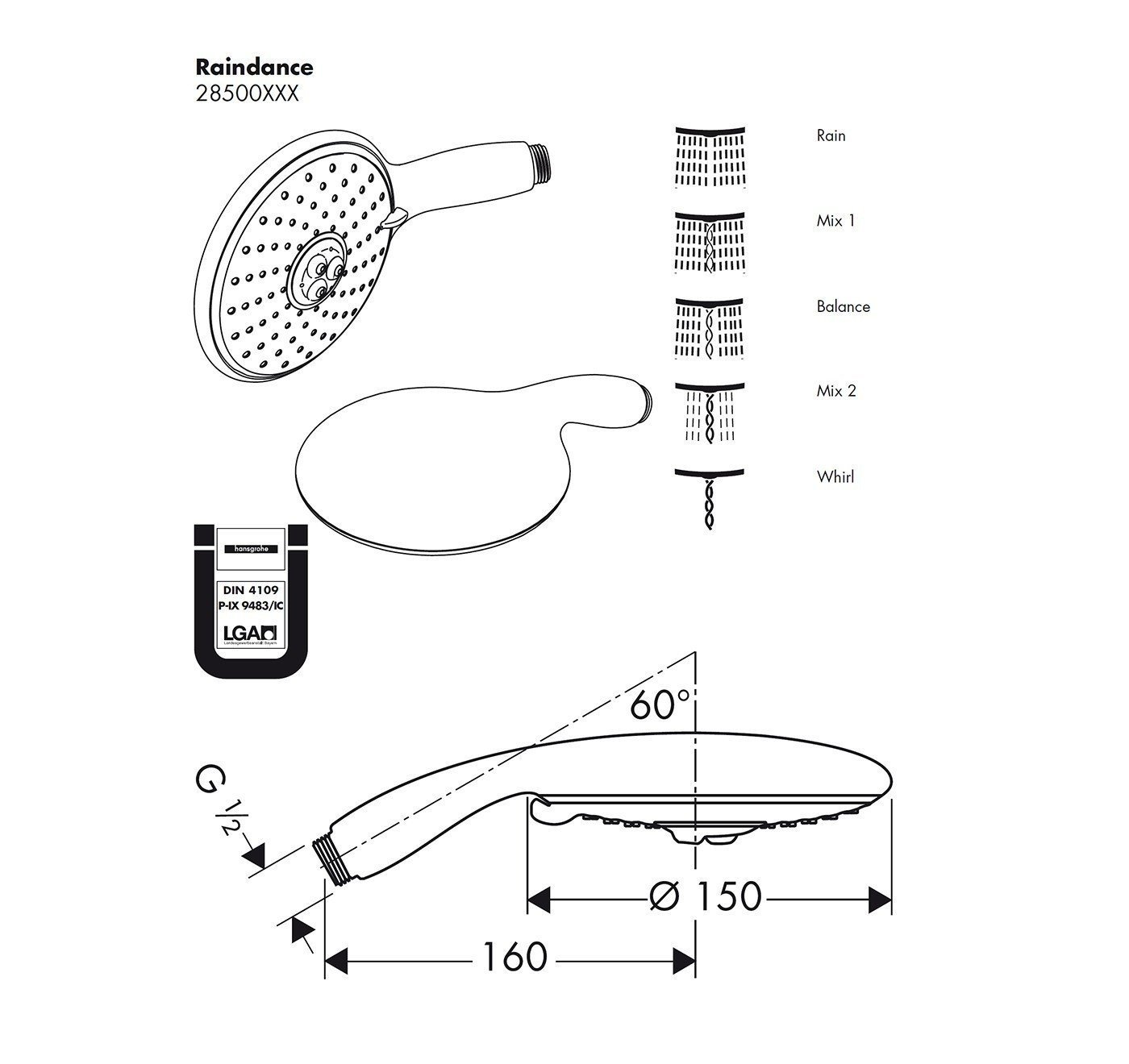 Hansgrohe Raindance 28501000 5jet ручной душ (хром), в магазине ...