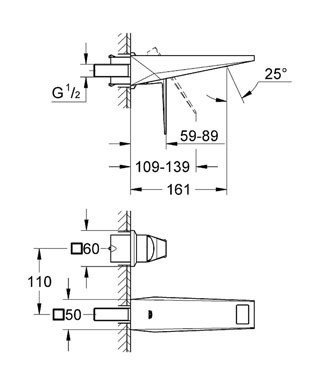 Смеситель для раковины 19781 000 Grohe Allure Brilliant вынос 161 мм ...